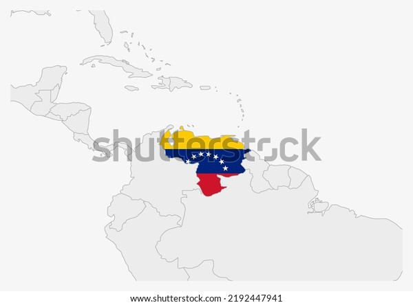 Venezuela Map Highlighted Venezuela Flag Colors Stock Vector (Royalty ...