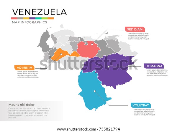 Venezuela Map Infographics Vector Template Regions: vector de stock ...