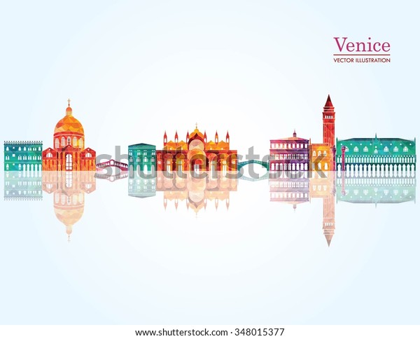 Venice detailed skyline silhouette. Vector illustration