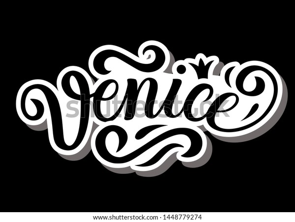 Venice Hand Drawn Lettering Vector Illustration: vector de stock (libre ...