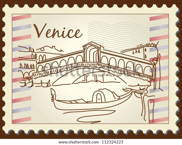 Venice Stamp Editable Illustration Stock Vector (Royalty Free) 112324223