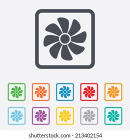 Vektor Stok Ventilation Sign Icon Ventilator Symbol Round (Tanpa ...