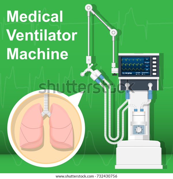Ventilator Medical Machine Equipment Tracheostomy Patient Stock Vector ...