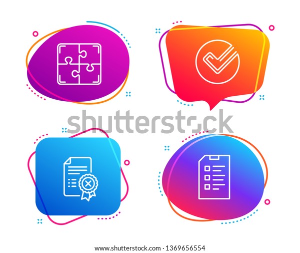 Verify Reject Certificate Puzzle Icons Simple Stock Vector (Royalty ...