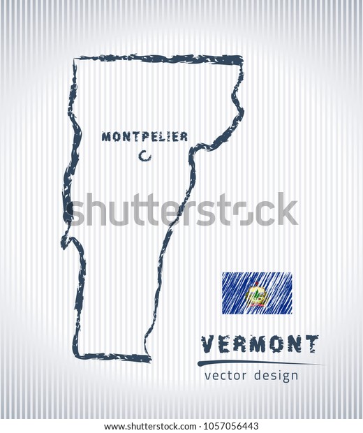 Vermont Vector Chalk Drawing Map Isolated Stock Vector (Royalty Free ...