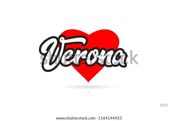 Verona City Text Design Red Heart Stock Vector (Royalty Free) 1164144433