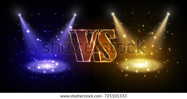 Versus Round Blue Yellow Glow Rays Stock Vector (Royalty Free ...