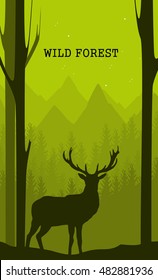 Vertical Abstract Banners Wild Deer Forest Stock Vector (Royalty Free ...
