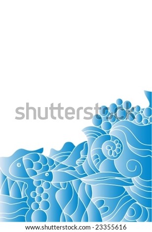 Vertical Background Border Design Fishes Bubbles Stock Vector (Royalty ...