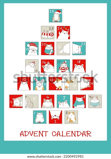 Vertical Background Christmas Advent Calendar Cute Stock Vector ...