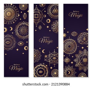 Vertical Banners Set Sacred Geometry Forms Stock Vector (Royalty Free ...