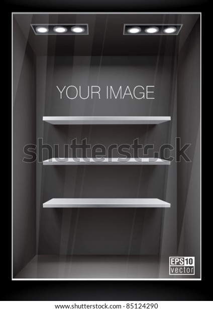 Vertical Black Storefront Shelves Eps10 Vector Stock Vector (Royalty ...