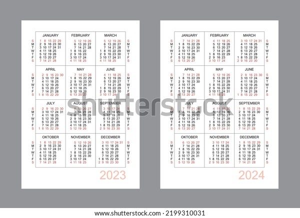 Vertical Calendar 2 Years 2023 2024 Stock Vector (Royalty Free ...