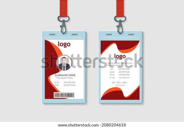 Vertical Doublesided Id Card Template Red Stock Vector (Royalty Free ...