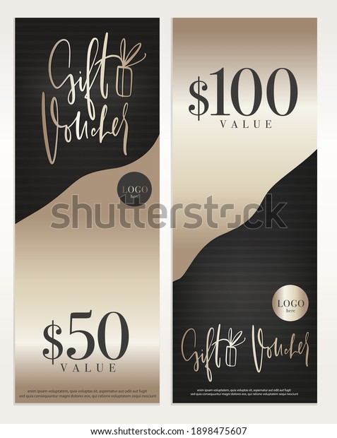 Vertical Gift Voucher Template Set Shining Stock Vector (Royalty Free ...