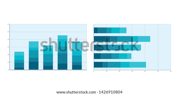 vertical and horizontal stacked bar chart. vector analyze concept ...