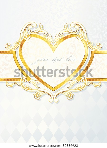 Vertical Rococo Wedding Banner Heart Emblem Stock Vector (Royalty Free ...