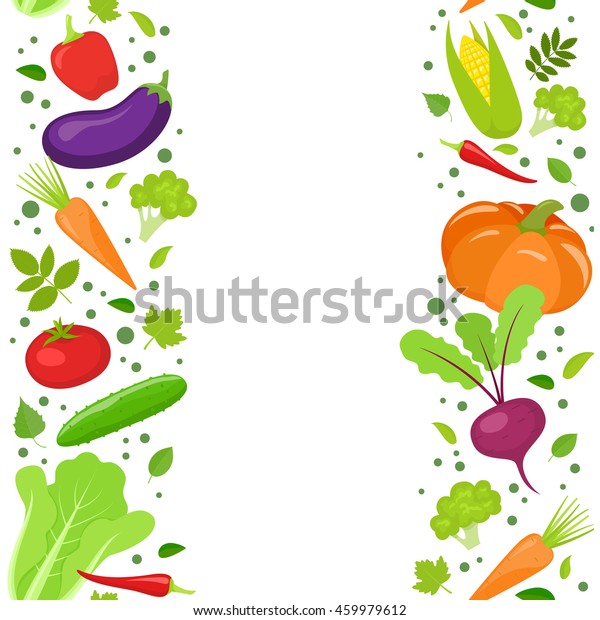 Vertical Seamless Borders Colorful Vegetables Vector Stock Vector ...
