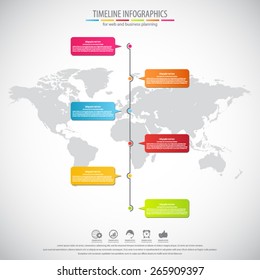 Vertical Timeline Infographics Flat Style Background Stock Vector ...