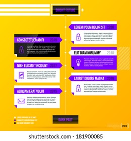 Vertical Timeline Template On Bright Yellow: เวกเตอร์สต็อก (ปลอดค่า ...