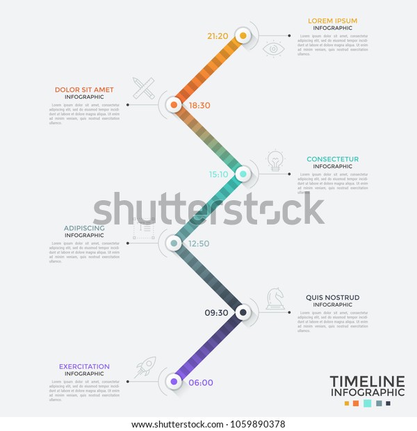 Vertical Zigzag Timeline 6 Thin Line Stock Vector (Royalty Free ...