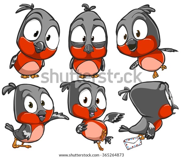 Very Adorable Set Cartoon Robin Bird Stock Vector (Royalty Free ...