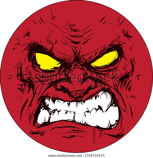 Very Angry Aggressive Red Smiley Face Stock Vector (Royalty Free ...