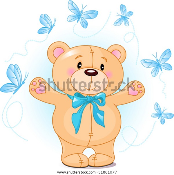 Sehr süßer Teddybär, der hallo: Stock-Vektorgrafik (Lizenzfrei ...