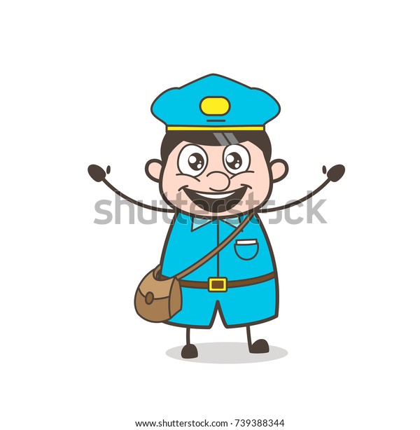 Very Excited Postman Face Vector Illustration Stock Vector (Royalty ...