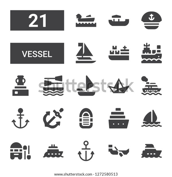 Vessel Icon Set Collection 21 Filled Stock Vector (Royalty Free ...