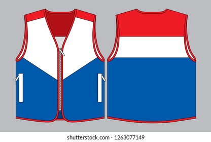 Sport Vest Design Bluewhite Red Piping Stock Vector (Royalty Free ...