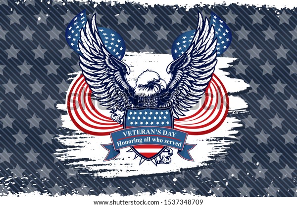 Veterans Day Eagle Emblem American Symbol Stock Vector (Royalty Free ...