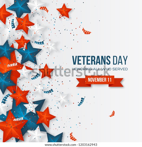 Veterans Day Greeting Card 3d Stars Stock Vector (Royalty Free ...