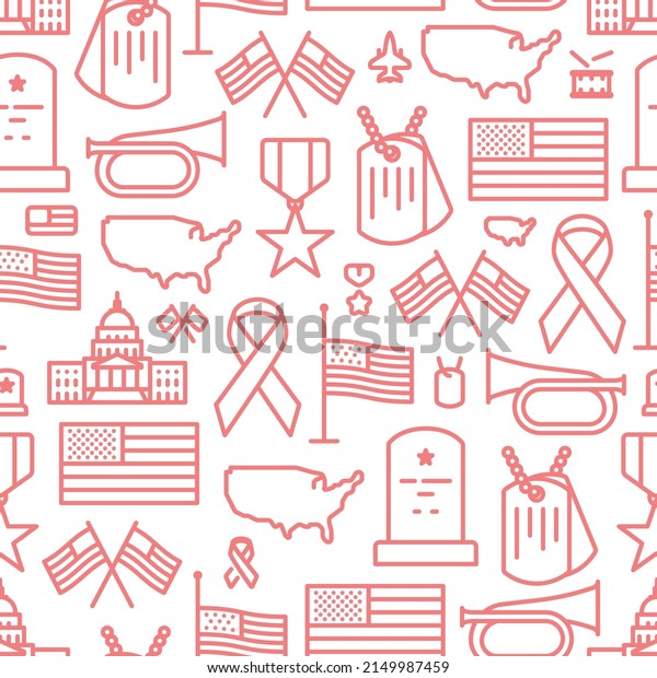 Veterans Day Memorial Day Seamless Pattern Stock Vector (Royalty Free ...