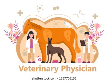 Veterinarian Header Concept Vector Animal Doctors Stock Vector (Royalty ...