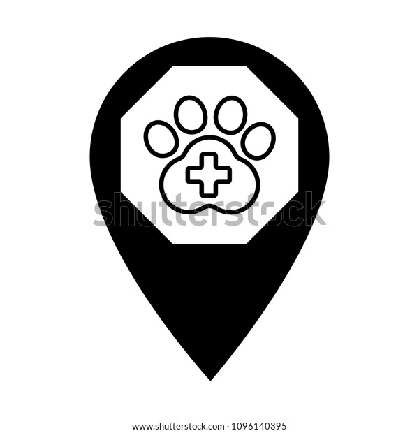 Veterinary Here Dog Paw Map Pointer Stock Vector (Royalty Free ...