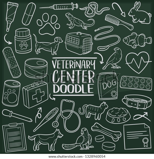 Veterinary Pet Center Chalkboard Doodle Icons Stock Vector (Royalty ...
