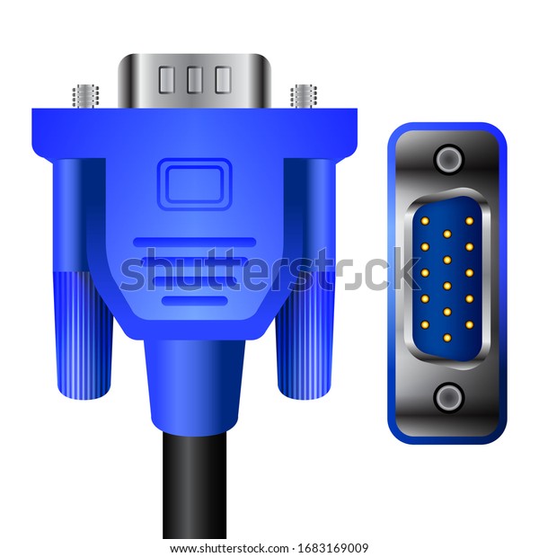 Vga Cable Display Top Front Connector Stock Vector (Royalty Free ...