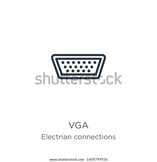 Vga Icon Thin Linear Vga Outline Stock Vector (Royalty Free) 1609799926 ...