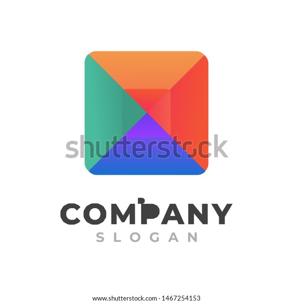 Vibrant Color Rectangle Company Logo Template Stock Vector (Royalty ...