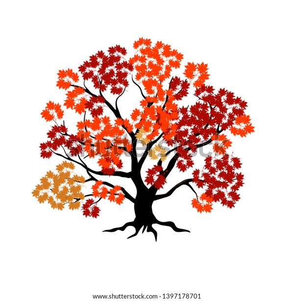 Vibrant Maple Tree Logo Illustration Red: เวกเตอร์สต็อก (ปลอดค่า ...