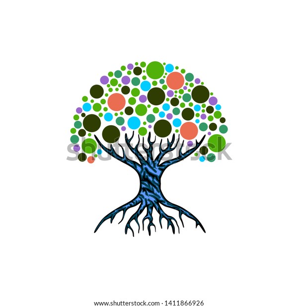 Vibrant Tree Logo Illustration Rainbow Leaves: เวกเตอร์สต็อก (ปลอดค่า ...
