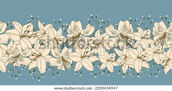 Victorian Era Floral Horizontal Vector Seamless Stock Vector (Royalty ...