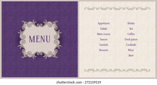 Victorian Menu Template Old Gold Color Stock Vector (Royalty Free ...