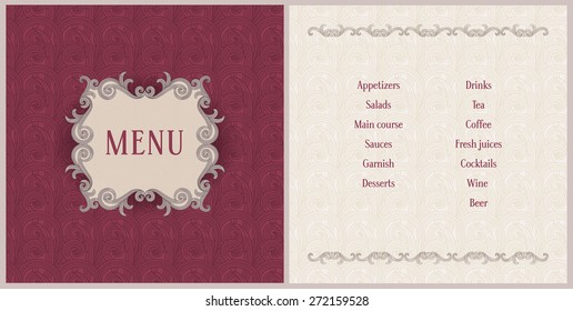 Victorian Menu Template Old Gold Color Stock Vector (Royalty Free ...