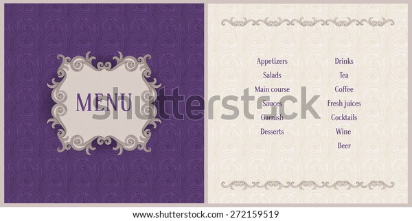 Victorian Menu Template Old Gold Color Stock Vector (Royalty Free ...