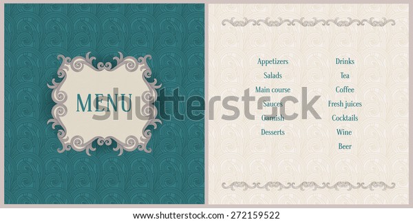 Victorian Menu Template Old Gold Color Stock Vector (Royalty Free ...