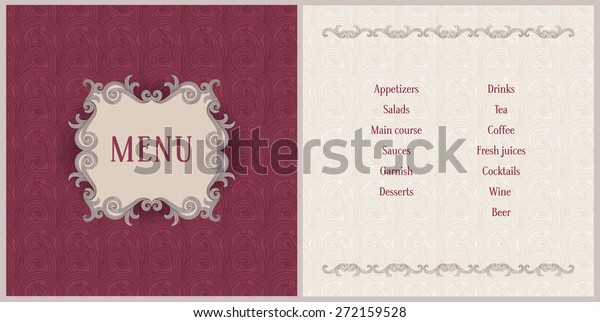 Victorian Menu Template Old Gold Color Stock Vector (Royalty Free ...