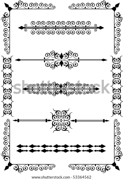 Victorian Scrolls Borderscorners Rule Lines Stock Vector (Royalty Free ...