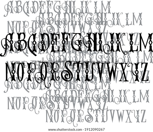Victorian Vector Font Vintage Gothic Font: เวกเตอร์สต็อก (ปลอดค่า ...